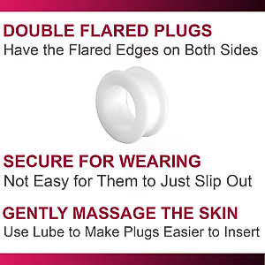 bodyjewellery 15/16G gauge 24mm White Implant grade sili Double Flare Tunnels Ear Plugs SI01 AHAH Ear Stretching Stretchers Piercing 2Pcs