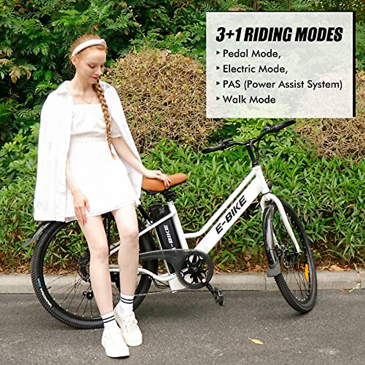 Axiniu Electric City Bike for Adults | 26'' Electric Commuter E-Bike | Shimano 7-Speed | Peak 500W Brushless Motor with 36V UL-Certified Removable Battery | Electric Bicycle