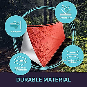 FosPower 2000mAh Emergency Weather Radio Portable Charger +Emergency Survival Shelter & Sleeping Bag Bivy Sack for Camping Accessories, Camping Gear, Survival Kit