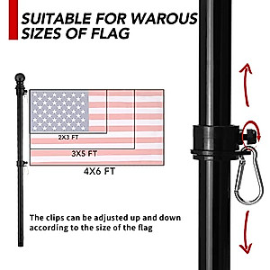 Yeesun® FlagPole,6FT Flagpole Kit for 3’ x 5’ American Flag-360° Tangle Resistant Technology,Stainless Steel Professional Outdoor Flag Pole for House Truck & Boat Use (Without Bracket,Black)