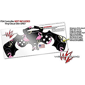 WraptorSkinz Skin Compatible with Sony PS4 Dualshock Controller PlayStation 4 Original Slim and Pro Flamingos on Black (Controller NOT Included)
