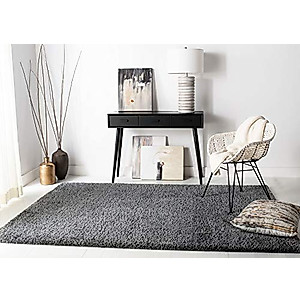 SAFAVIEH August Shag Collection 4' Square Grey AUG900F Solid 1.2-inch Thick Area Rug