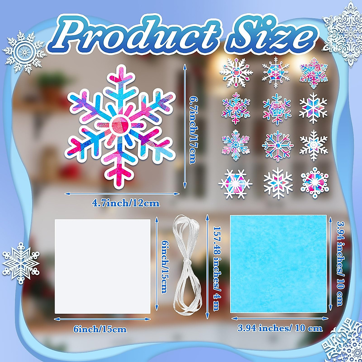 36 Pieces Snowflakes Paper Suncatcher Paper Cuts Set Snowflakes Party Decoration Glass Decoration DIY Window Art Children Crafts Party Gifts