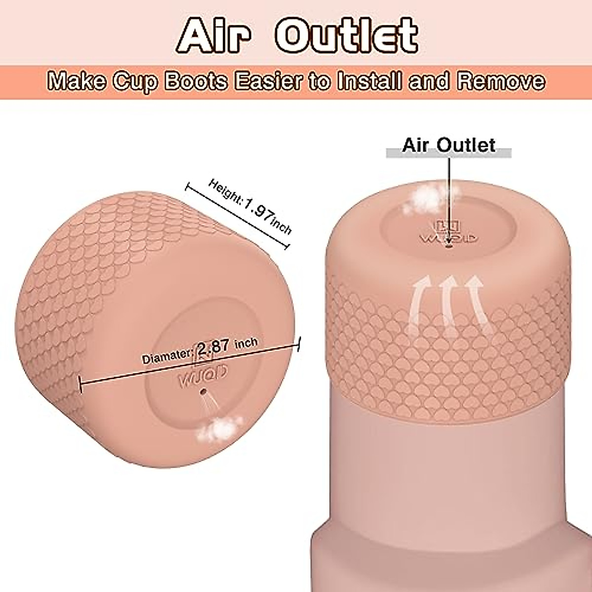 WUQID Heart Shaped Texture Silicone Boot Compatible with Stanle Quencher H2.0 & IceFlow Flip 20oz 30oz 40oz and Hydro Sport Flask 12-24oz, Anti-Slip Bottle Bottom Sleeve Cover