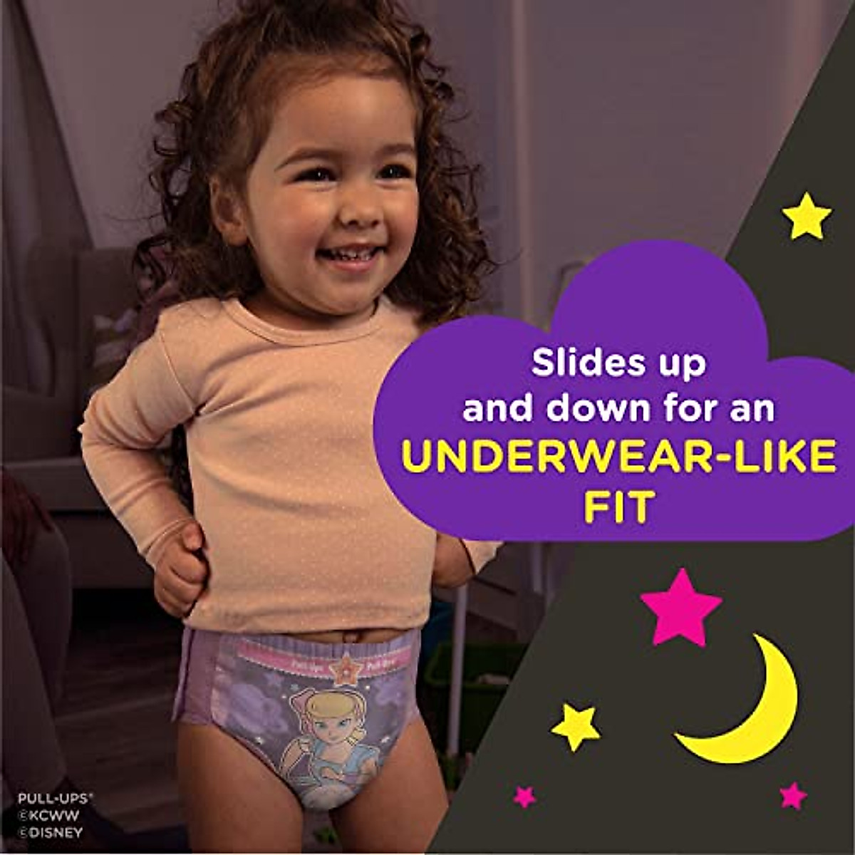 Pull-Ups Girls' Nighttime Potty Training Pants, Training Underwear, 3T-4T (32-40 lbs), 60 Ct