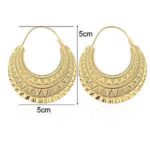 18K Gold Plated Big Hoop Earrings for Ethiopian Eritrean African Women Party Jewelry (Gold)