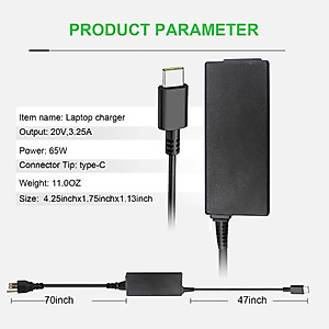 65W Laptop Charger USB C for Lenovo/Dell/HP/Samsung/Acer/ASUS/Google Chromebook Razer Blade Stealth ADLX65YDC2A LA65NM190 Elite x2 Type C Charger