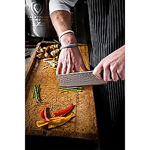 Dalstrong Nakiri Vegetable Knife - 6 inch - Shogun Series Elite - Japanese AUS-10V Super Steel - Black G10 Handle - Damascus - Hammered Finish - Vegetable Kitchen Knife - Sheath Included