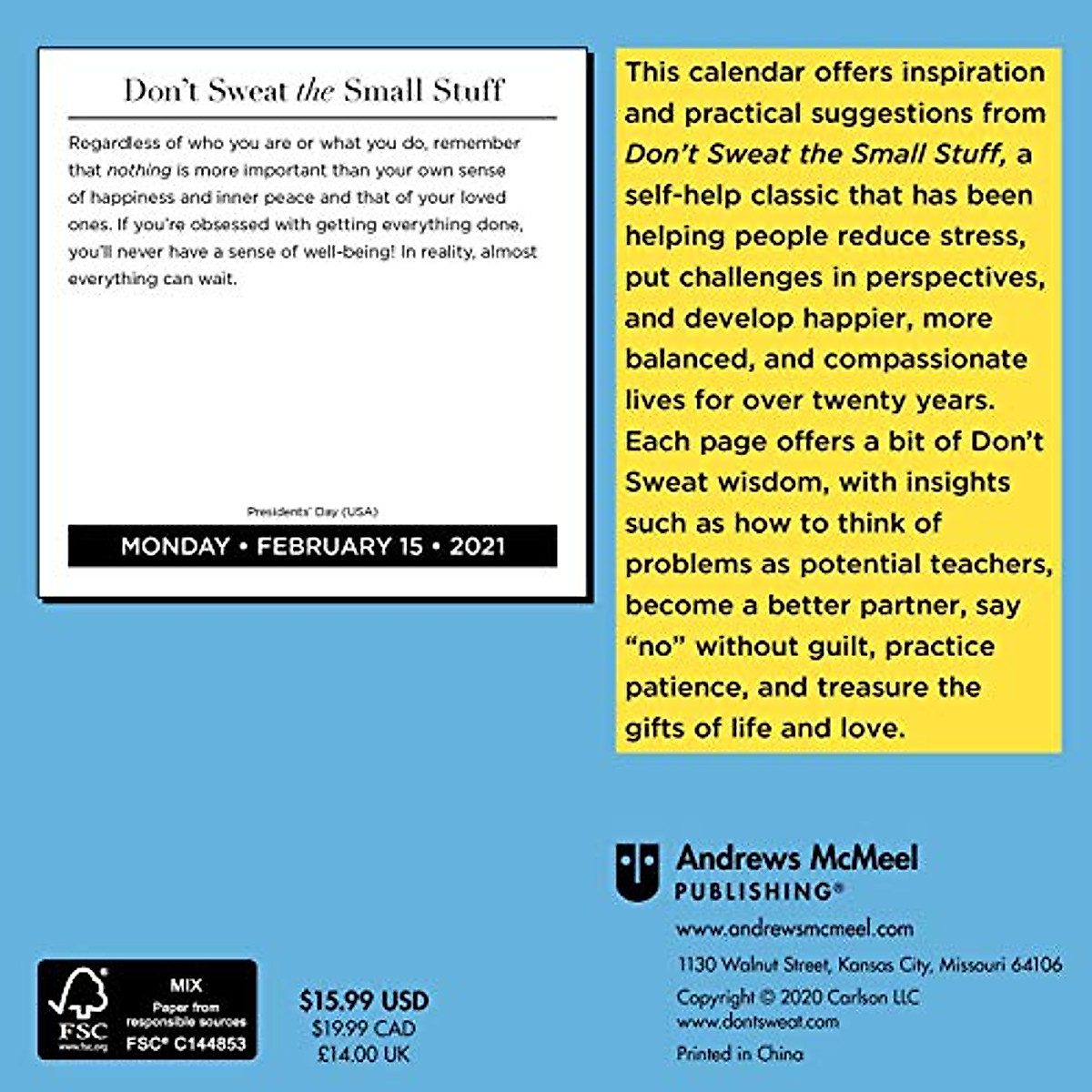 Don't Sweat the Small Stuff. . . 2021 Day-to-Day Calendar