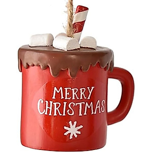 The Bridge Collection Merry Christmas Red Hot Cocoa Mug Ornament - Mug of Hot Chocolate Christmas Tree Ornaments - Comfort Food Ornament