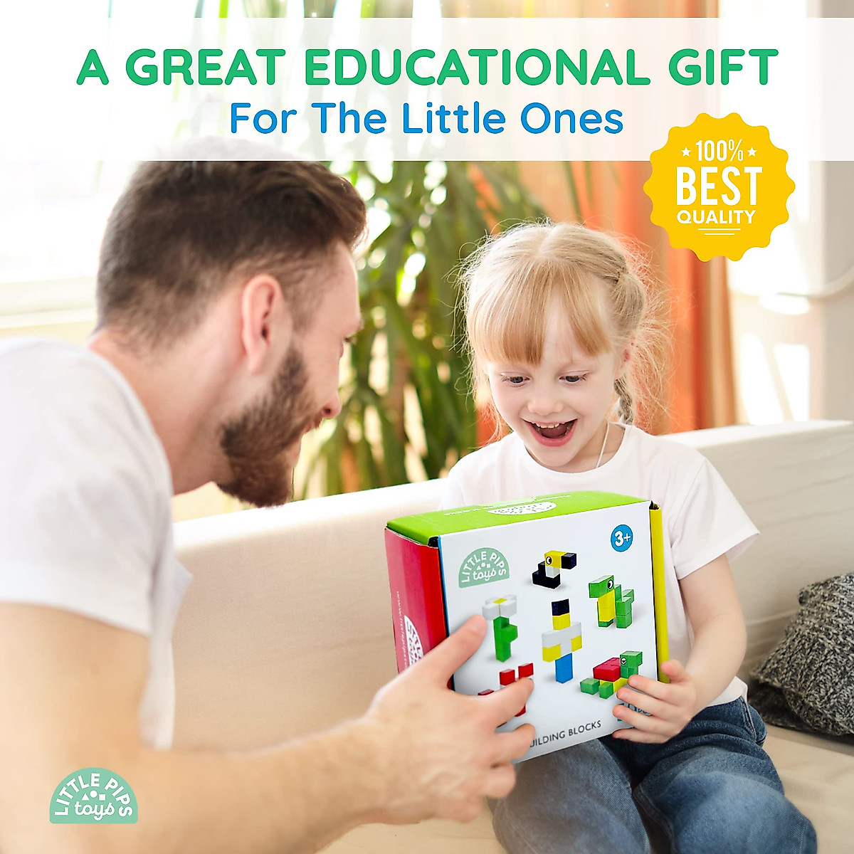 LITTLE PIPS TOYS 50PCS Magnetic Blocks for Kids [Ages 3–6] – 3D Magnetic Building Blocks Set with Child-Safe Magnetic Cubes & Eye Stickers – STEM Magnetic Toys for Critical Thinking, Motor Skills