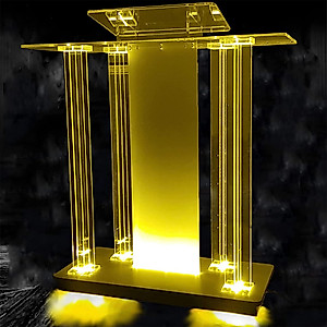 FKKFUCI Large Rolling Pulpit Acrylic Floor Podium with Casters, Luxury Reading Table Imported Portable Scrolling Pulpit Church Office Wedding Hotel,Clear
