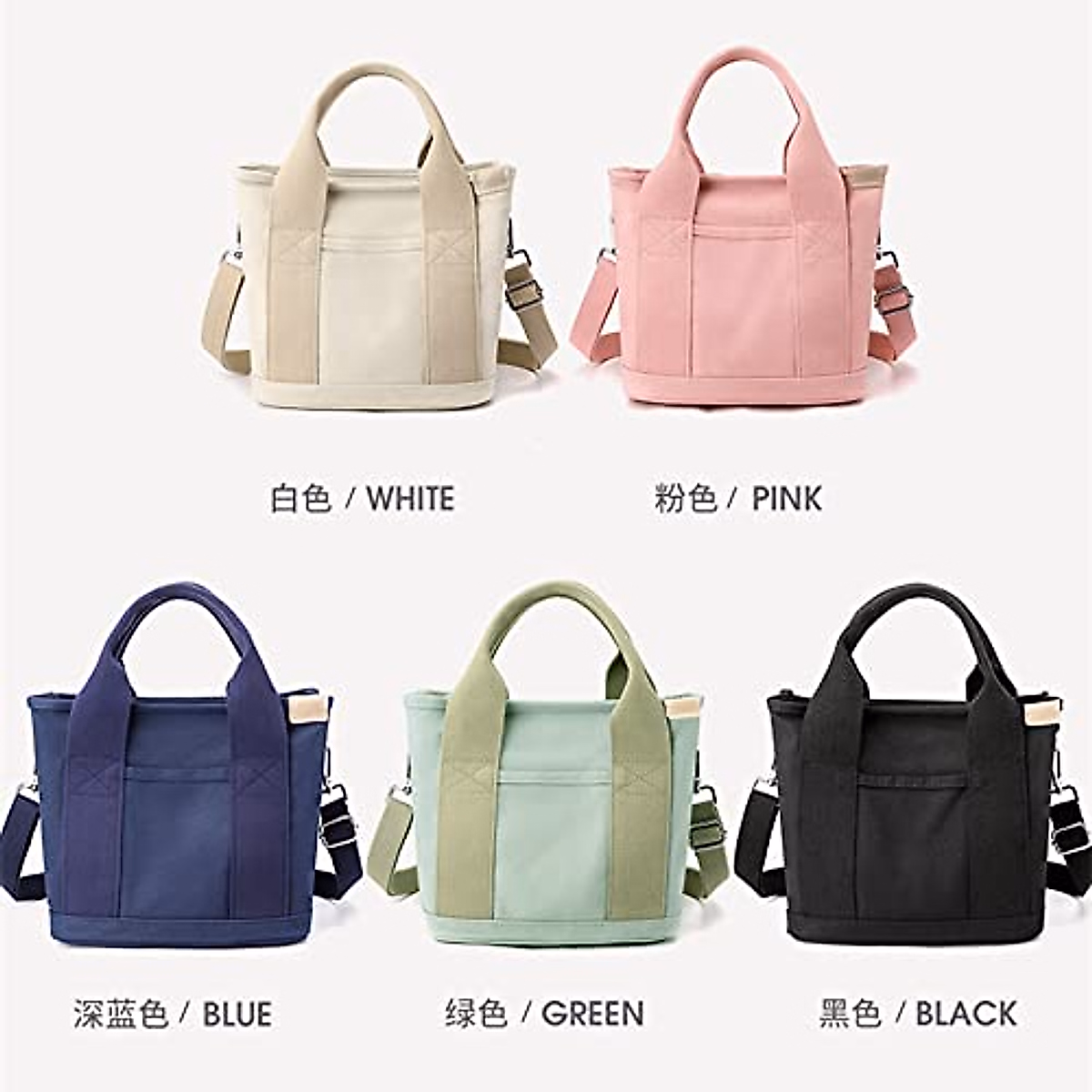 Handmade Large Capacity Multi-Pocket Handbag for Women, 2 In 1 Canvas Crossbody Bag Handbag Tote Bags for School (Green)