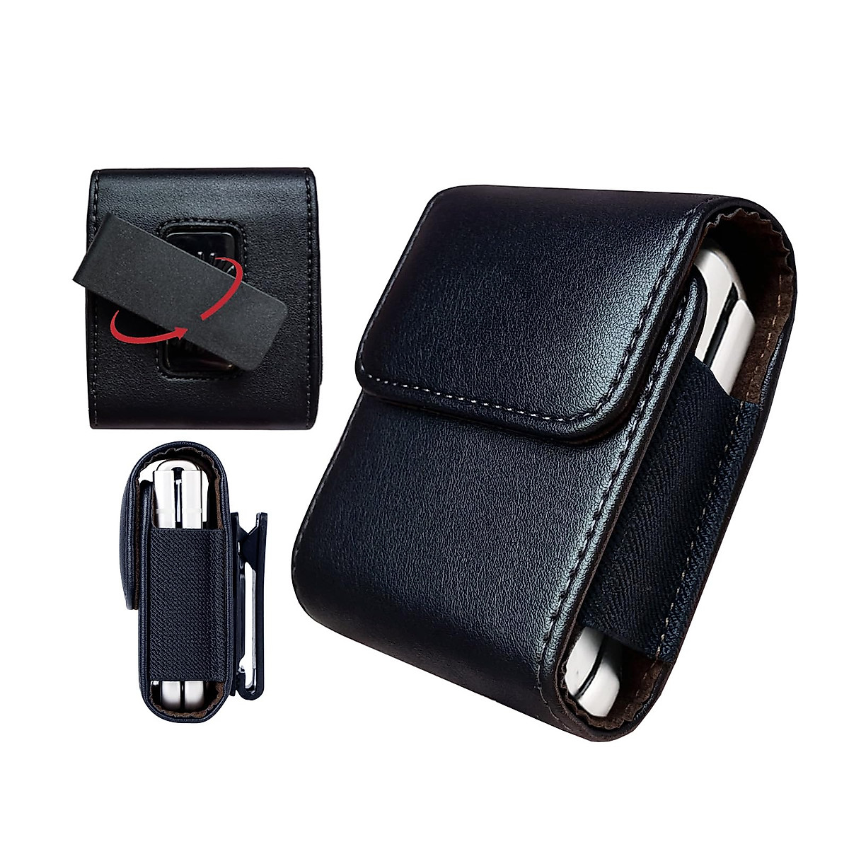 for Galaxy Z Flip 6/5/4/3 Belt Phone Holster, 360 Rotating Leather Phone Pouch Case, Belt Clip Phone Holder for Motorola Razr Plus, Razr 40 Ultra, Razr 5G 2023