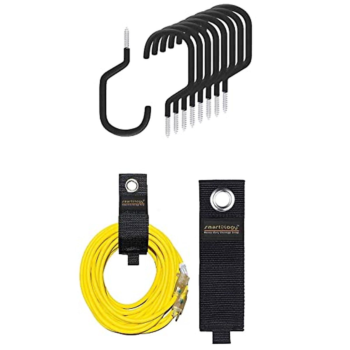 9 Pack Bike Storage Hooks with 9 Pack Hook and Loop Storage Straps Extension Cord Straps