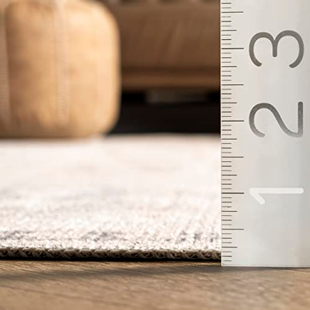 nuLOOM Krystin Machine Washable Distressed Area Rug, 4' x 6', Beige