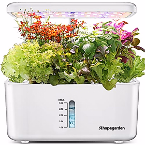 Indoor Garden Hydroponic Growing System: Ahopegarden Plant Germination Kit Aeroponic Herb Vegetable Growth Lamp Countertop with LED Grow Light - Hydrophonic Planter Grower Harvest Veggie Lettuce