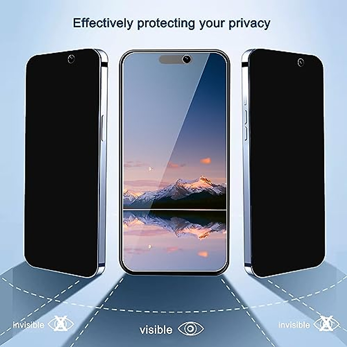 Ailun 3Pack Privacy Screen Protector for iPhone 15 Pro Max [6.7 inch]+3Pack Camera Lens Protector,Sensor Protection,Dynamic Island Compatible,Anti Spy Tempered Glass[9H Hardness]-HD[Black][6 Pack]