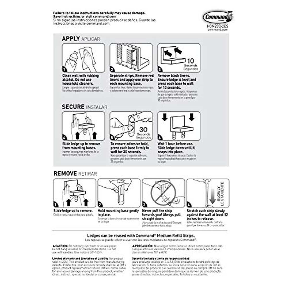 Command Display Ledges, Quartz, 2-Ledges, 8-Medium Foam Strips (HOM23Q-2ES), Great for dorm decor