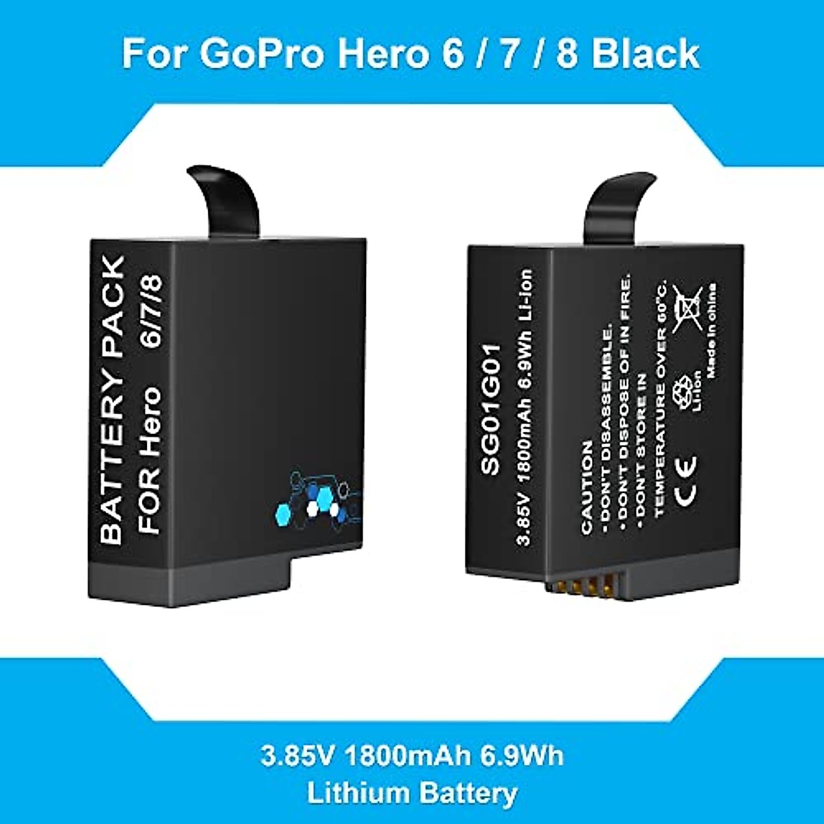 FOOAO Flip Reader Box with 2 Pack Batteries and Fast Charger for GoPro Hero 8 Hero 7 Hero 6, USB and USB-C Fast Charger with High Speed Micro SD Card Reader and Battery Power Read Function