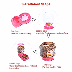 Automatic Pet Water Food Dispenser 3.8L Large Capacity Self-Dispensing Gravity Pet Feeder Waterer Cat Dog Feeding Bowl Drinking Water/Automatic Feeding Pet Supplies 1#