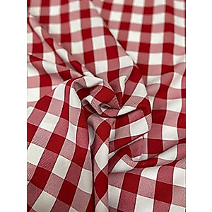 5 Yards Checkered Fabric 60" Wide - Gingham Buffalo Check Fabric | 100% Polyester White & Red Check Fabric | Perfect for Parties Fabric, Picnics, Indoor and Outdoor Table Cloths and Curtains