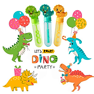Cartoon Bubble Toys for Kids,Small Bubble Wands Bulk,9 Pack Mini Bubble Sticks with Bubble Solution for Holiday Birthday Party Favors,Classroom Prizes,Outdoor Activity (Dinosaur Designs)