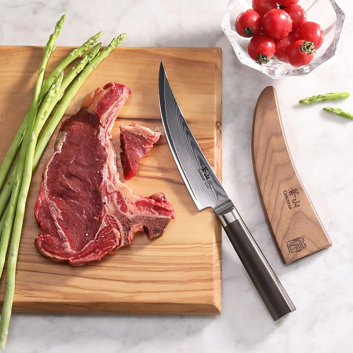 Cangshan HAKU Series 6-Inch Boning Knife with Sheath, Forged X-7 Damascus Steel, 501073