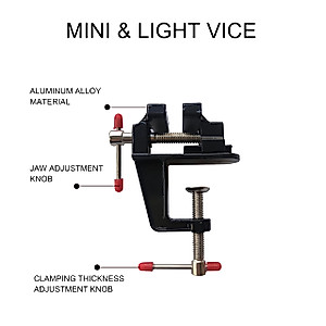 Mini Table Clamp, Small Bench Vice for Jewelers Hobby Clamps Craft Repair Tool Portable Work Bench Vise (mini) (BLACK, MINI 1.4 INCH)