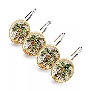 Avanti Linens - Shower Curtain Hooks, Tropical Inspired Bathroom Accessories, Set of 12 (Colony Palm Collection)