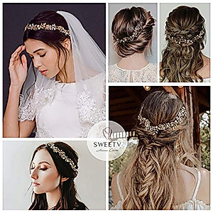 SWEETV Retro Wedding Headband, Bridal Headpieces for Wedding Women Rhinestone Hair Accessories Vintage Style