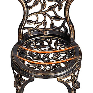 Topeakmart 3 Piece Bistro Set, Garden Round Table w/Chairs Set of 2, Antique Outdoor Patio Furniture Weather Resistant, Rose Design