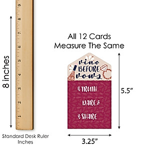 Big Dot of Happiness Vino Before Vows - Winery Bridal Shower or Bachelorette Party Game Pickle Cards - Truth, Dare, Share Pull Tabs - Set of 12