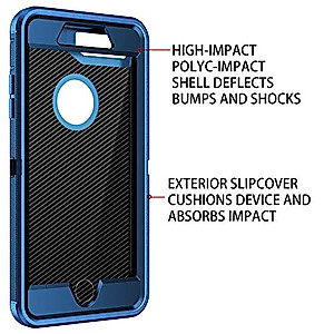 RegSun for iPhone 8 Plus,iPhone 7 Plus Case,Built-in Screen Protector, Shockproof 3-Layer Full Body Protection Rugged Heavy Duty High Impact Hard Cover Case for iPhone 8+/7+ 5.5 inch,Blue