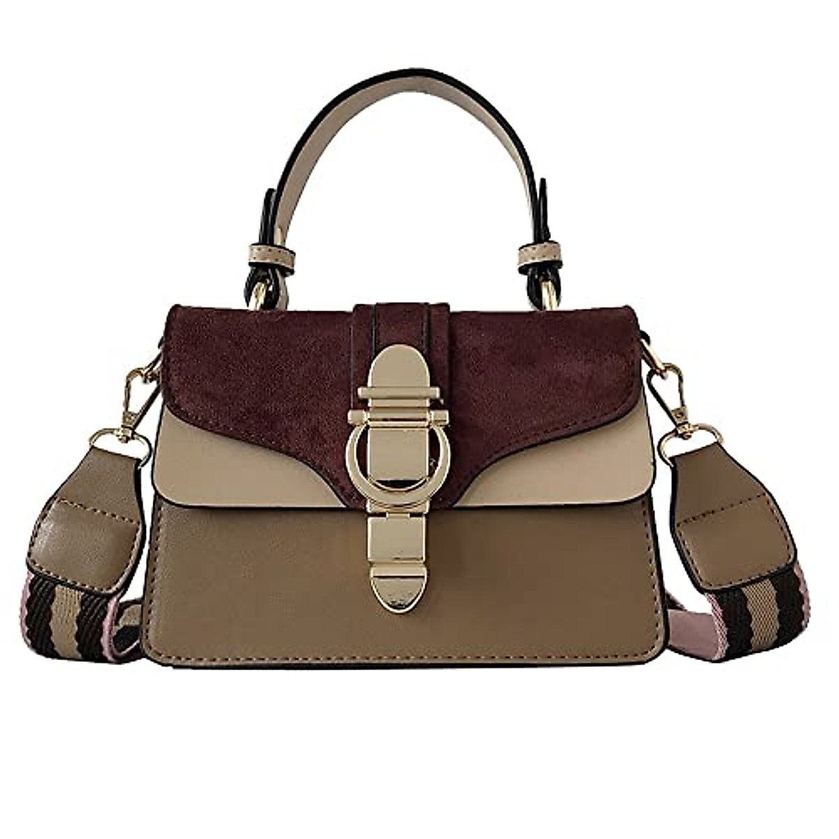 Fashion Suede Top Handle Crossbody Satchel for Women Handbags Purse Casual Classic Shoulder Bag Totes (Red)