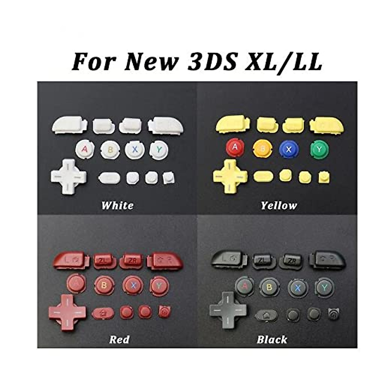 15 PCS Replacement L R ZR ZL Buttons ABXY Buttons Home Button Start Button Power Select Button D Pad Set for New 3DS XL New 3DS LL Console White
