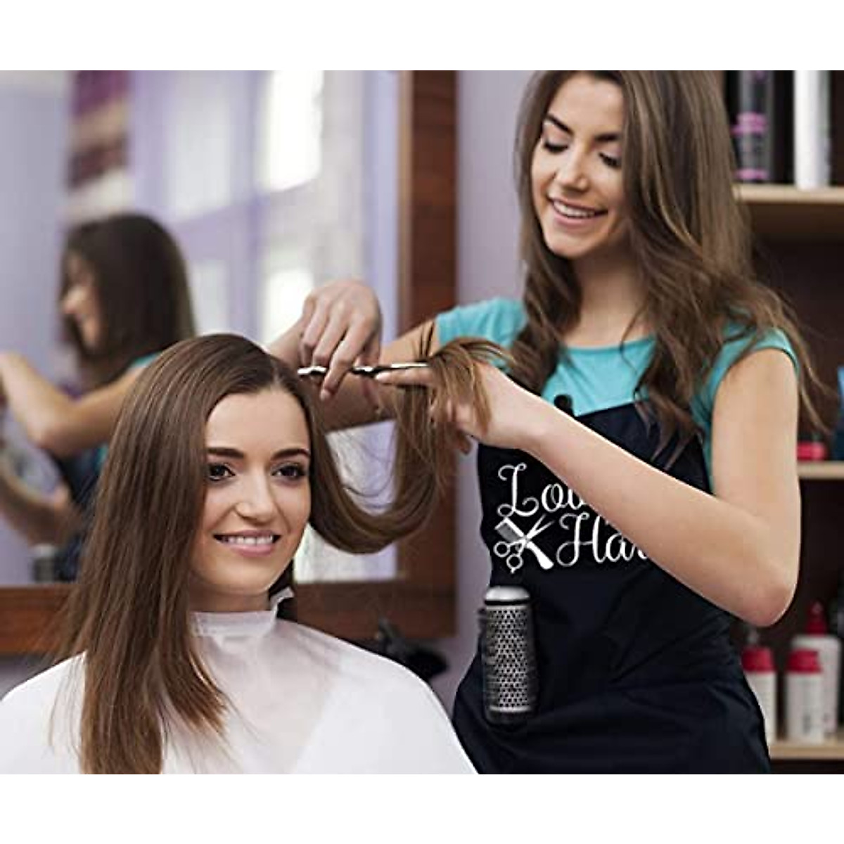 Saukore Hair Stylist Aprons for Women Men, Waterproof Hairdresser Smock Salon Apron with 2 Pockets, Pet Dog Grooming Apron - Cute Birthday Housewarming Gifts for Barbers