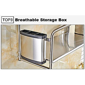 INTBUYING 2 Layer Microwave Oven Wall Mount Shelf Stainless Steel Kitchen Storage Organization with Removable Hooks