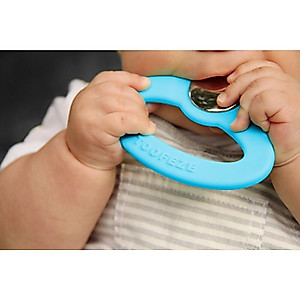 Toofeze Ice Cold Baby Teether Toy – Fast Pain Relief – All Natural Silicone and Stainless – Ages 3 mos+ (Sky Blue)