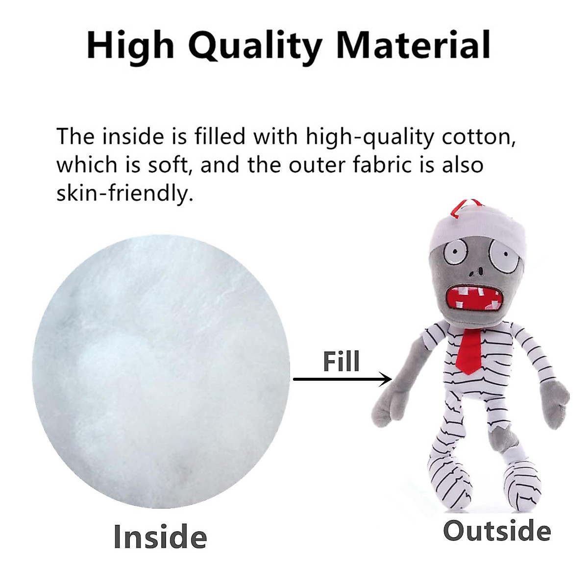 JHESAO 10" Plants and Zombies Mummy Plush Zombies Toys Normal Zombie PVZ Plushies 1 2 Stuffed Soft Doll Mummy Zombies New