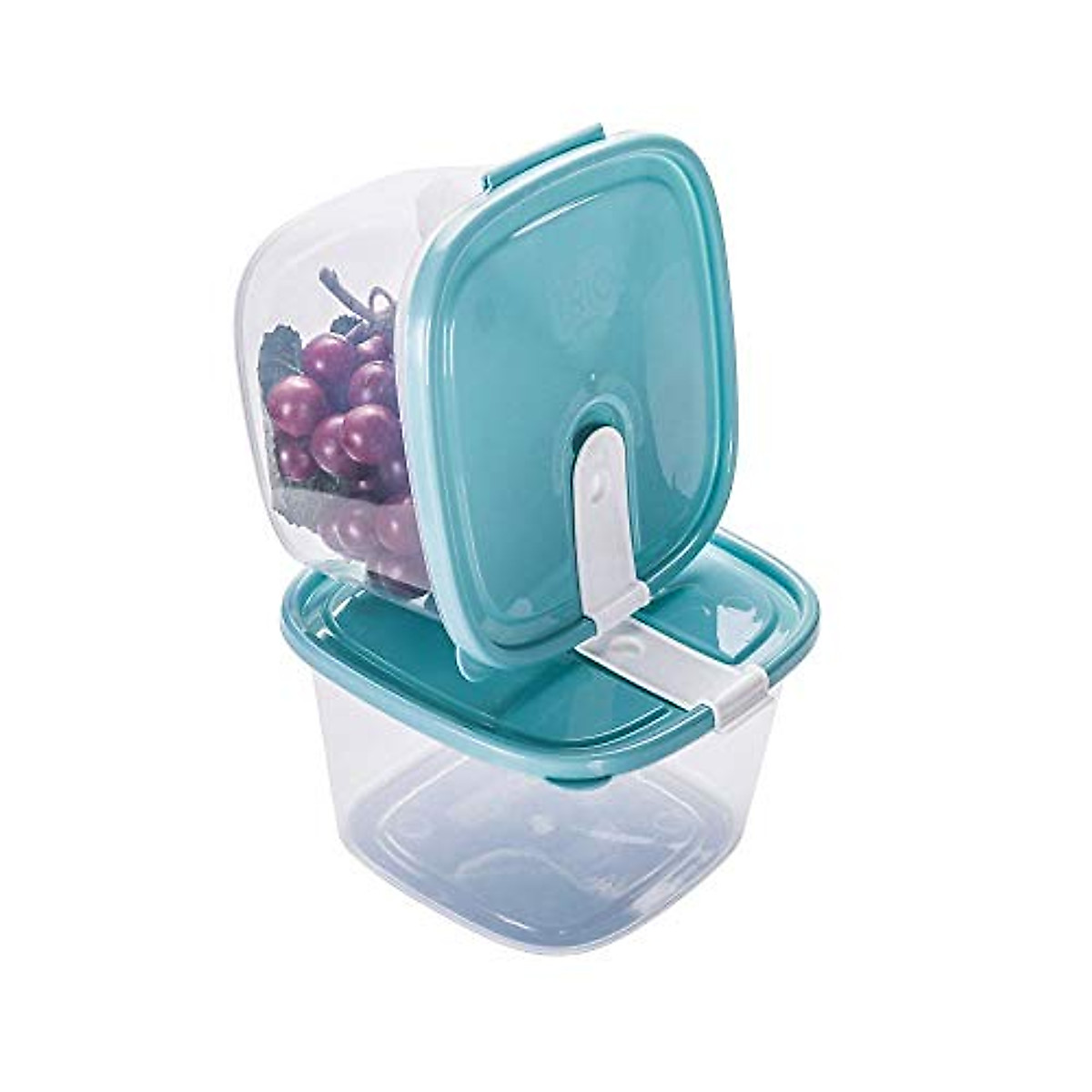 Plastic Food Storage Containers w/attached Lids. Multi sizes Containers. Microwave/Freezer & Dishwasher Safe - Steam Release Valve. BPA/Free (24, Light Blue)