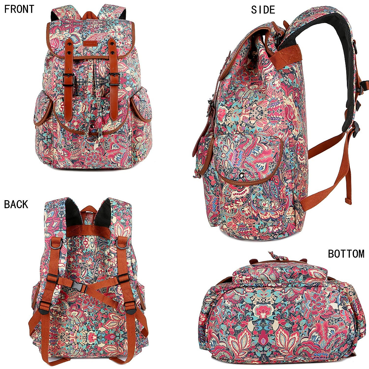 Large Women Laptop Backpack 15.6 inch College School Backpack Travel Hiking Backpack With Free Toiletry bag CN-01 (HS)