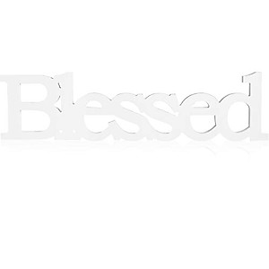 Blessed Letter Table Sign Blessed Standing Letter Table Sign Rustic Wooden Home Signs Decor for Valentine's Day Wedding Graduation Party Baby Shower First Communion Christening Decorations (White)