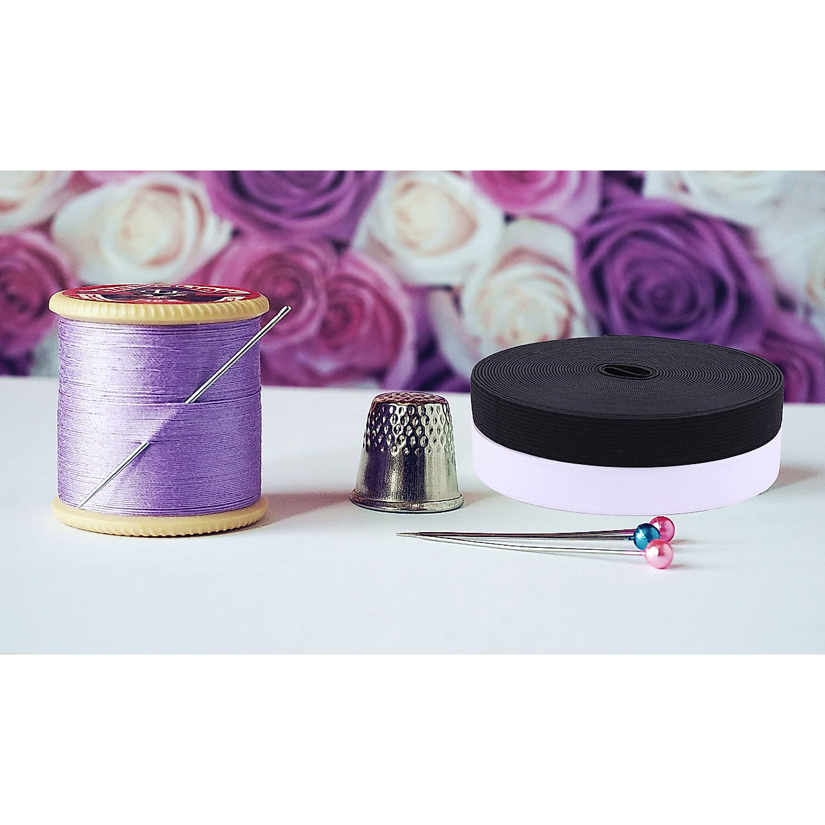 XKDOUS Elastic Band for Sewing, 1 Inch 14 Yards Elastic Bands for Sewing Waistband and Pants Waist, Black Knit Elastic Band for wig, High Elasticity