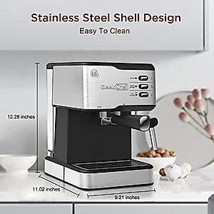 Geek Chef Espresso Machine, Espresso and Cappuccino latte Maker 20 Bar Pump Coffee Machine Compatible with ESE POD capsules filter&Milk Frother Steam Wand, for Home Barista, 950W, 1.5L Water Tank