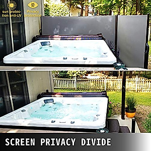 Retractable Side Awning 236" x 63",Double Retractable Patio Screen Waterproof, Retractable Room Divider Black for Privacy, Garden, Outdoor, Patio and Terrace