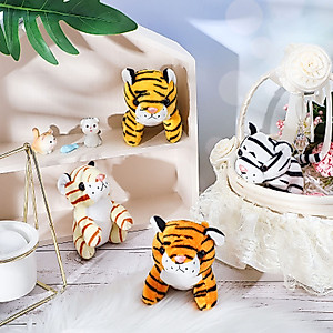 Kasyat 8 Pieces Mini Stuffed Wild Animals Jungle Animal Plush Toys in 4 Inch, Cute Tiger Plush for Animal Themed Parties, Birthday Party, Teacher and Student Achievement Award,Random Colors