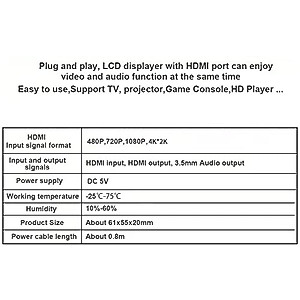 JOULIN HDMI Audio Extractor Splitter Hdmi to Hdmi 3.5mm Audio 4K*2K@30HZ 3D Adapter with AUX Stereo Audio Separate Output 1080P Compatable for TV, PC,Sound System, Xbox,Switch,PS3, PS4,PS5