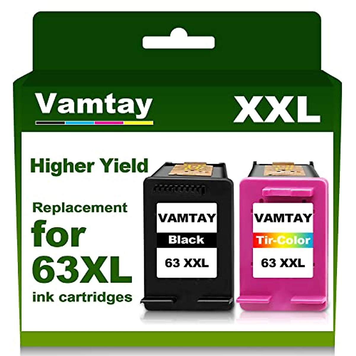 Remanufactured 63 XL Ink Cartridges Replacement for Hp 63XL Ink Cartridges Black/Color Combo Pack Compatible with Hp Officejet 3830 5255 5258 Envy 4520 4512 DeskJet 3630 Ink Cartridges Printers