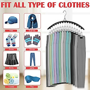 Leggings Organizer for Closet, Collapsible Metal Pants Hangers Space Saving with 30 Rubber Coated Clips(2 Pack), 360° Rotation for Better Organizer&Display, Magic Hat/Skirts/Leggings Hangers